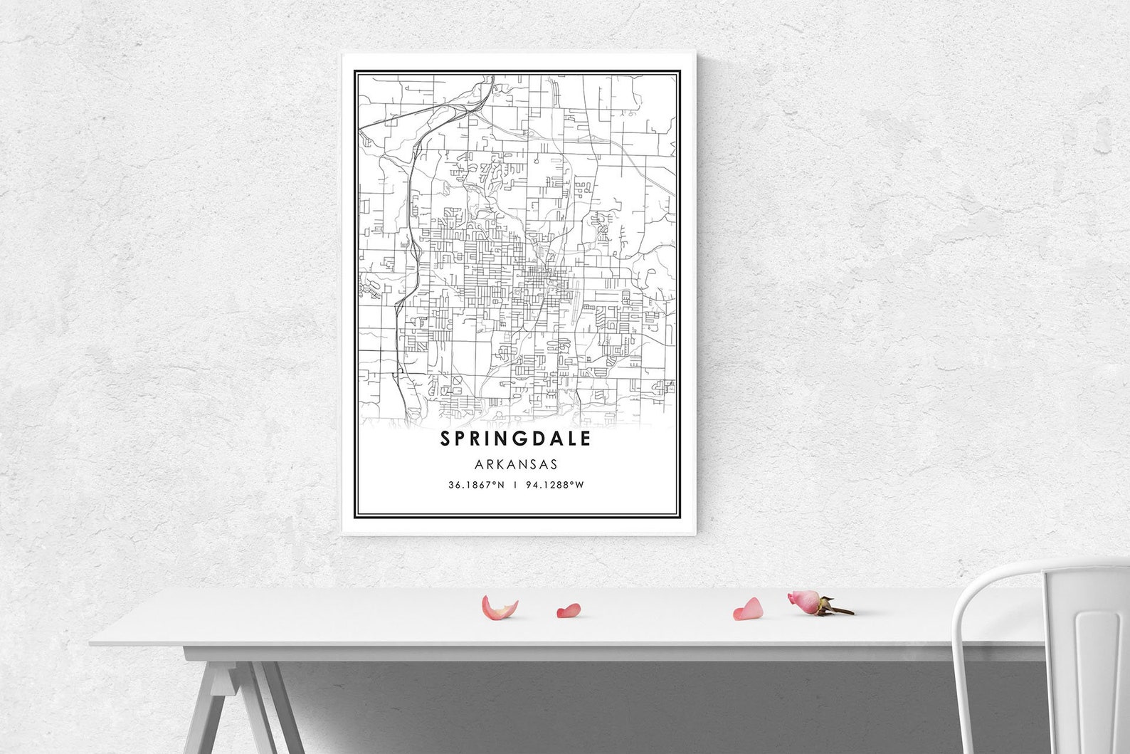 Springdale map print poster canvas Springdale Arkansas map | Etsy