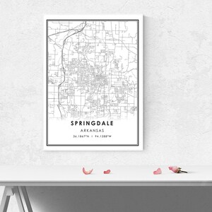 Springdale Map Print Poster Canvas Springdale Arkansas Map | Etsy
