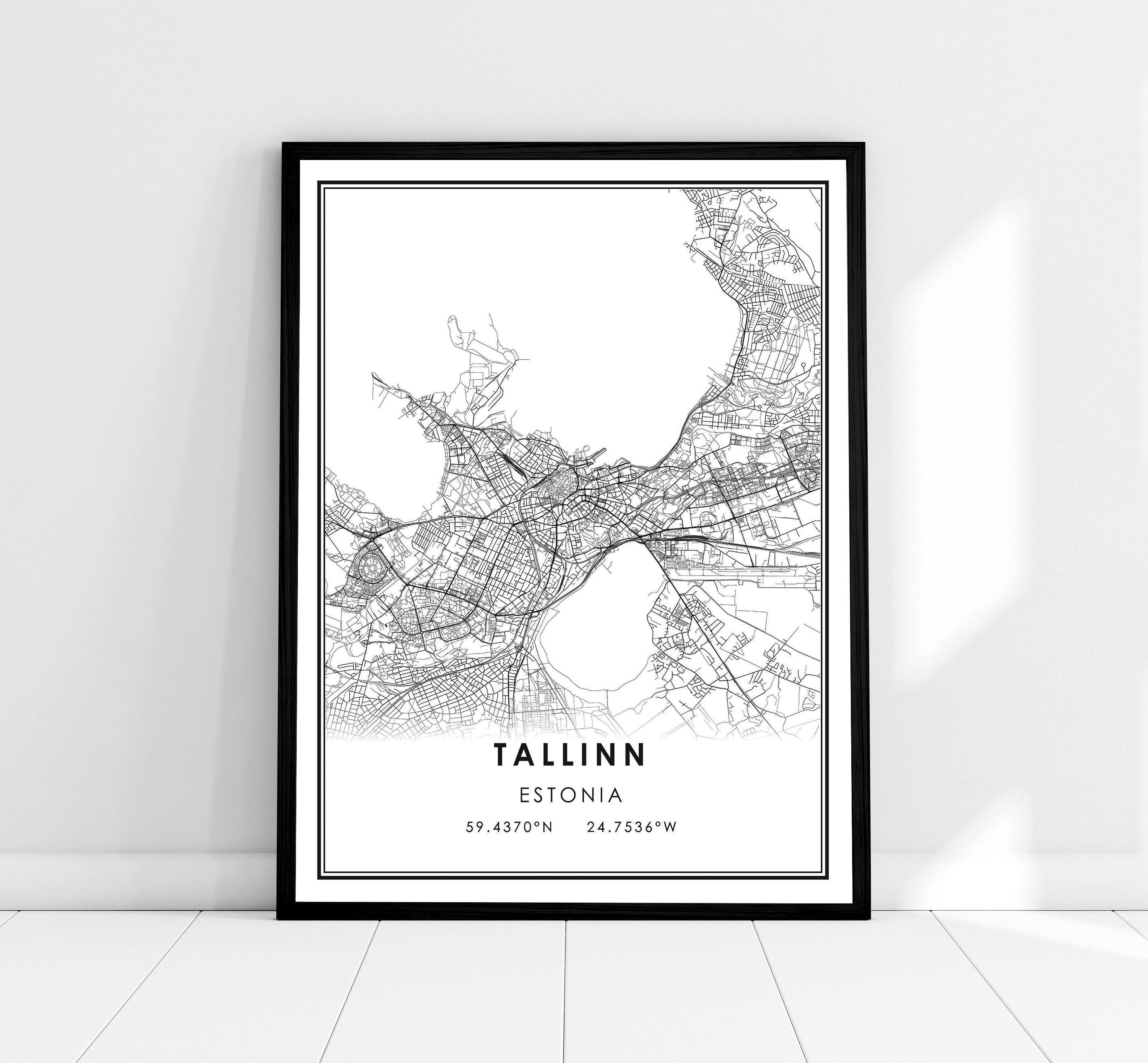 Tallinn Karte Druck Poster Leinwand | Skandinavien Karte Drucken Poster ...