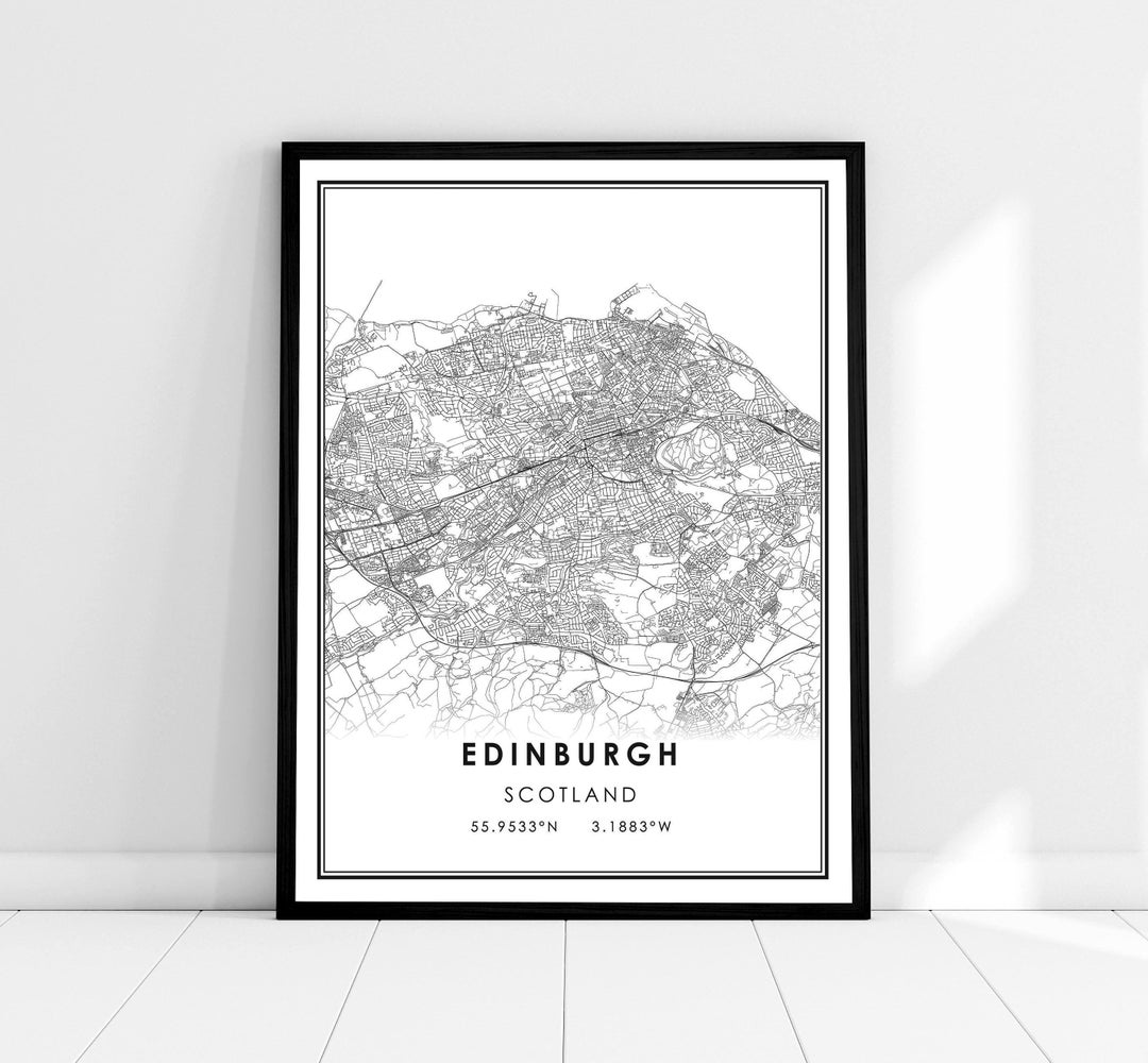 Edinburgh Map Print Poster Canvas | Scotland Map Print Poster Canvas ...