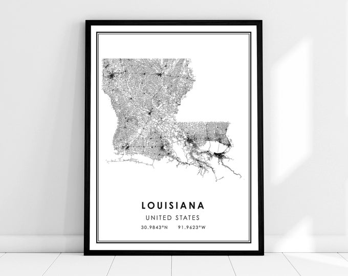 Louisiana State Wall Map Large Print Poster 32wx24h - Etsy