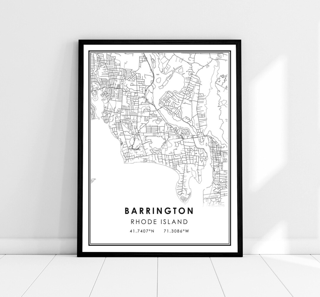 Barrington Map Print Poster Canvas | Rhode Island Map Print Poster ...