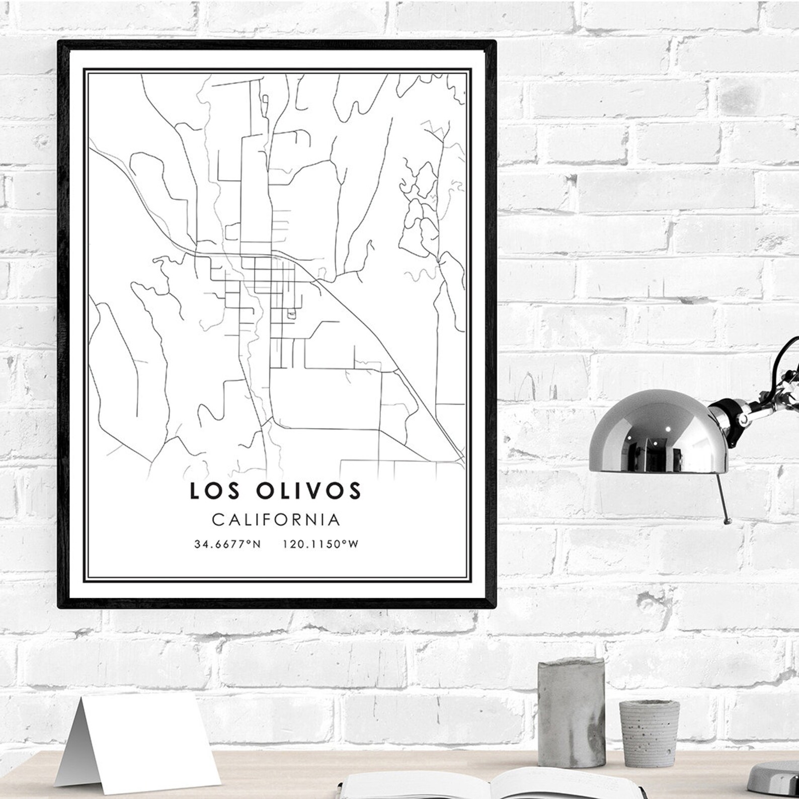 Los Olivos map print poster canvas California map print | Etsy