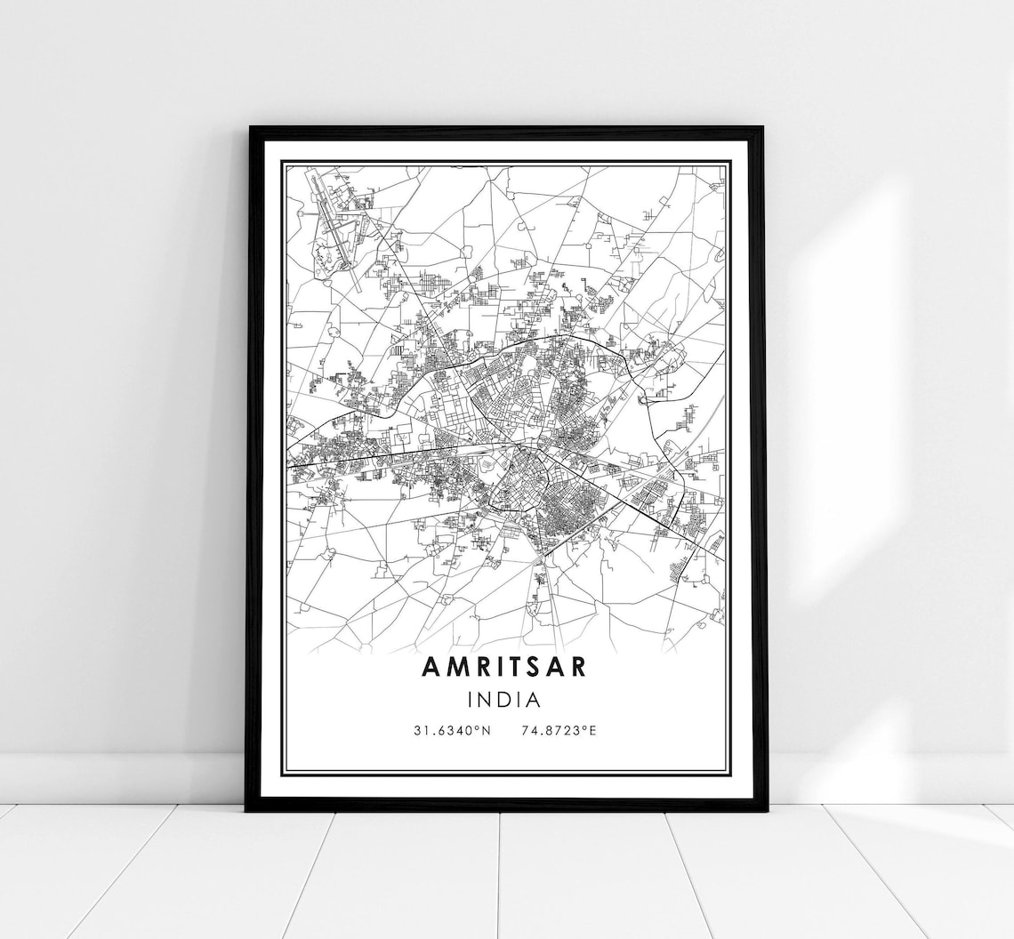 Amritsar Map Print Poster Canvas India Map Print Poster - Etsy