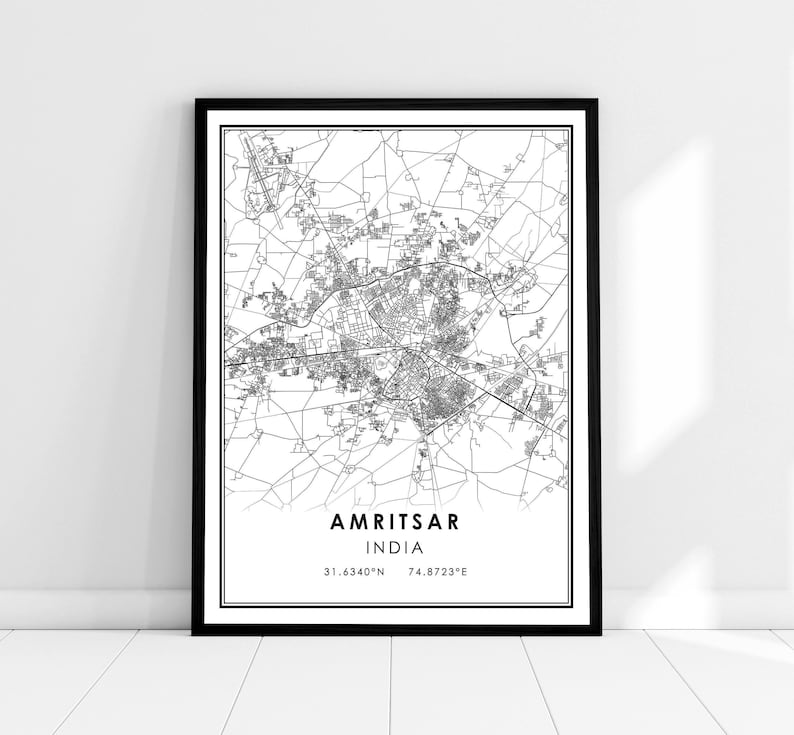 Amritsar Map Print Poster Canvas India Map Print Poster - Etsy