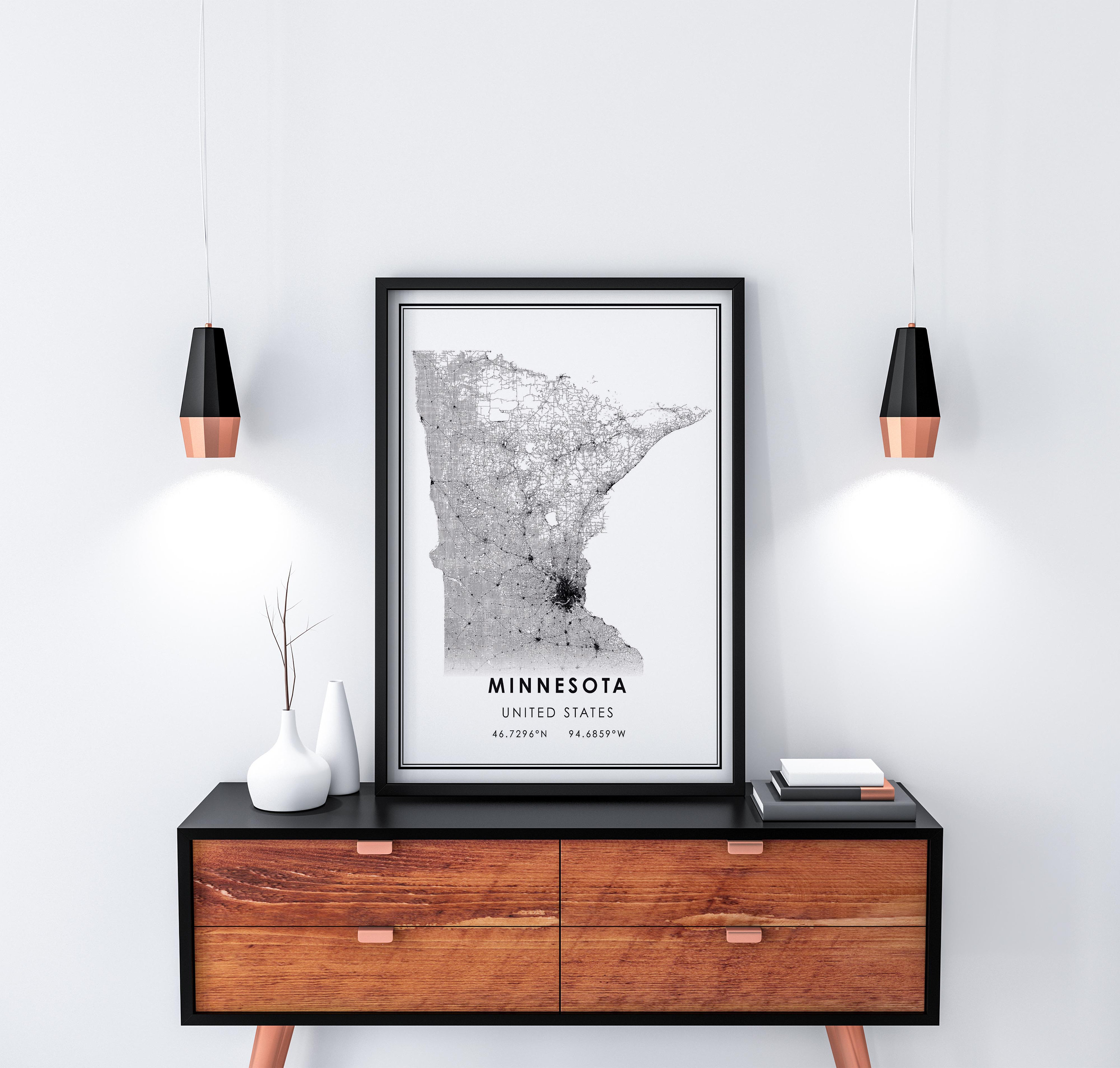 Minnesota US State United States Map Print Poster Canvas | Minnesota US ...