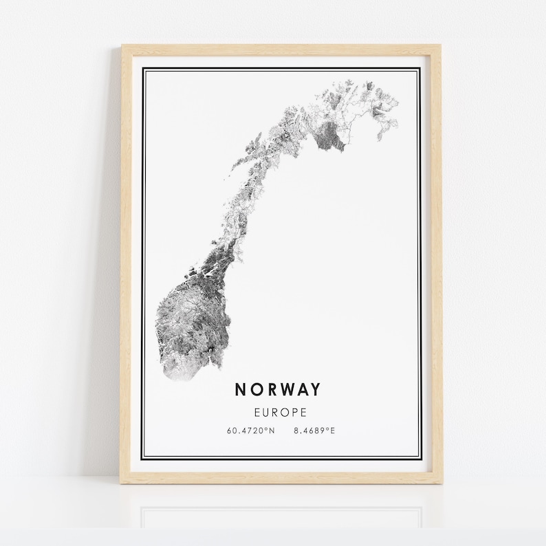 Norway Country Map Print Poster Canvas Norway Country Road - Etsy