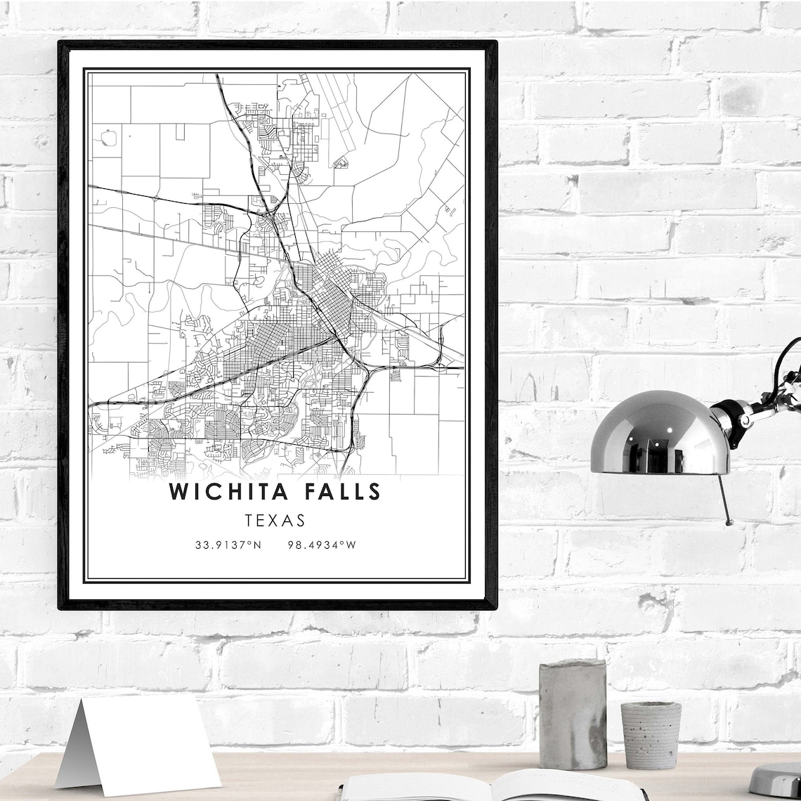 Wichita Falls Map Print Poster Canvas Texas Map Print Poster | Etsy