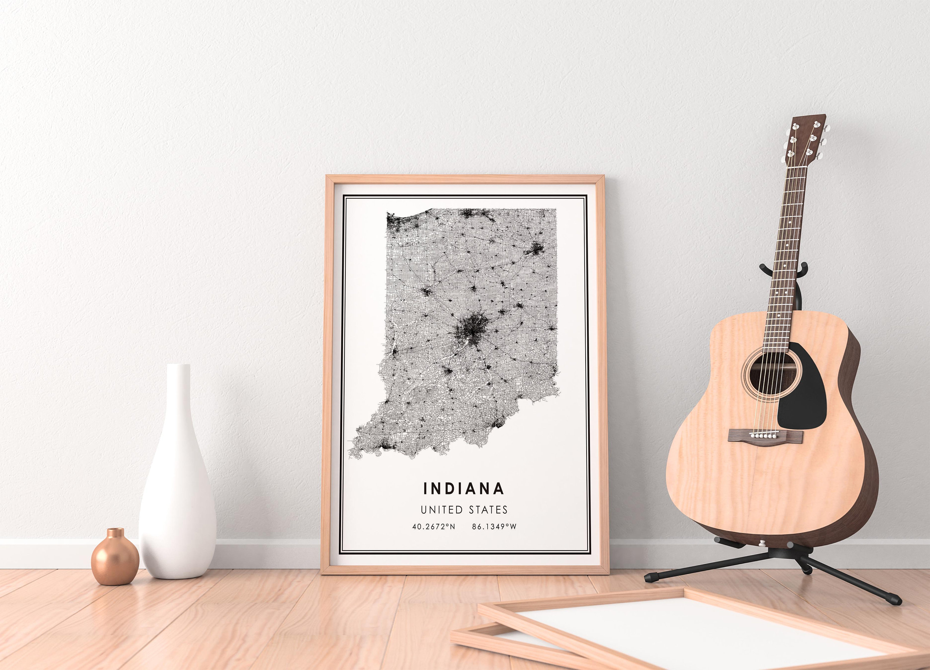 Indiana United States Map Print Poster Canvas Indiana United - Etsy