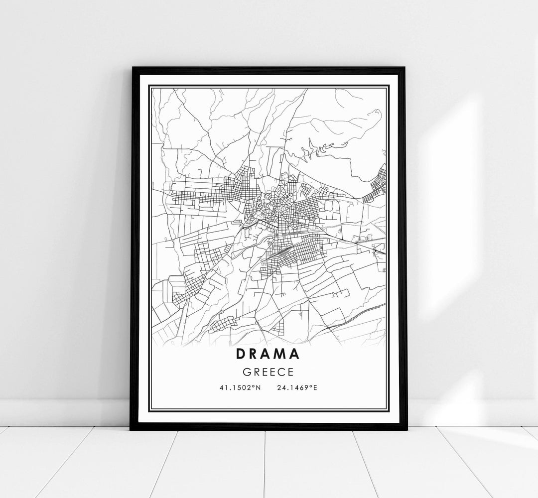 Drama Greece Map Print Poster Canvas | Drama City Map Print Poster ...