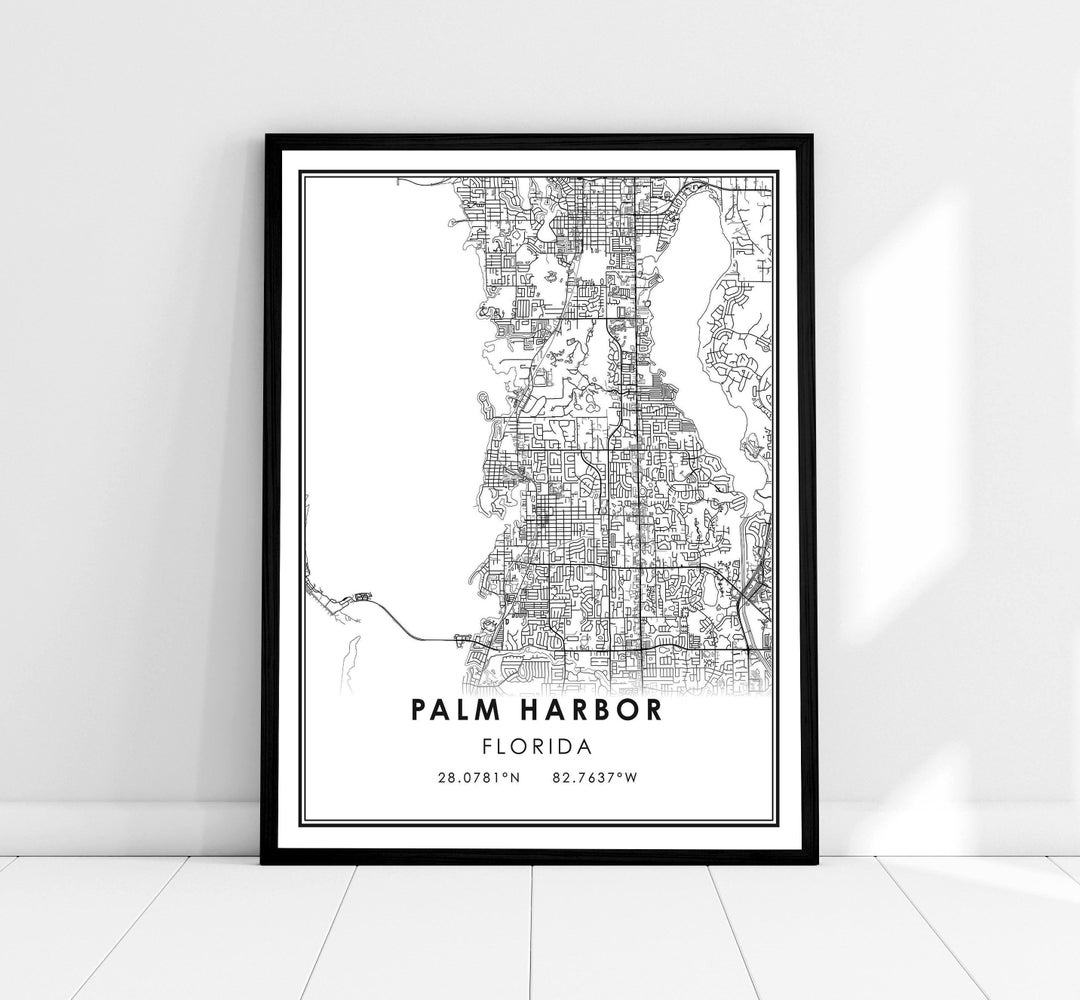 Palm Harbor Map Print Poster Canvas | Florida Map Print Poster Canvas ...
