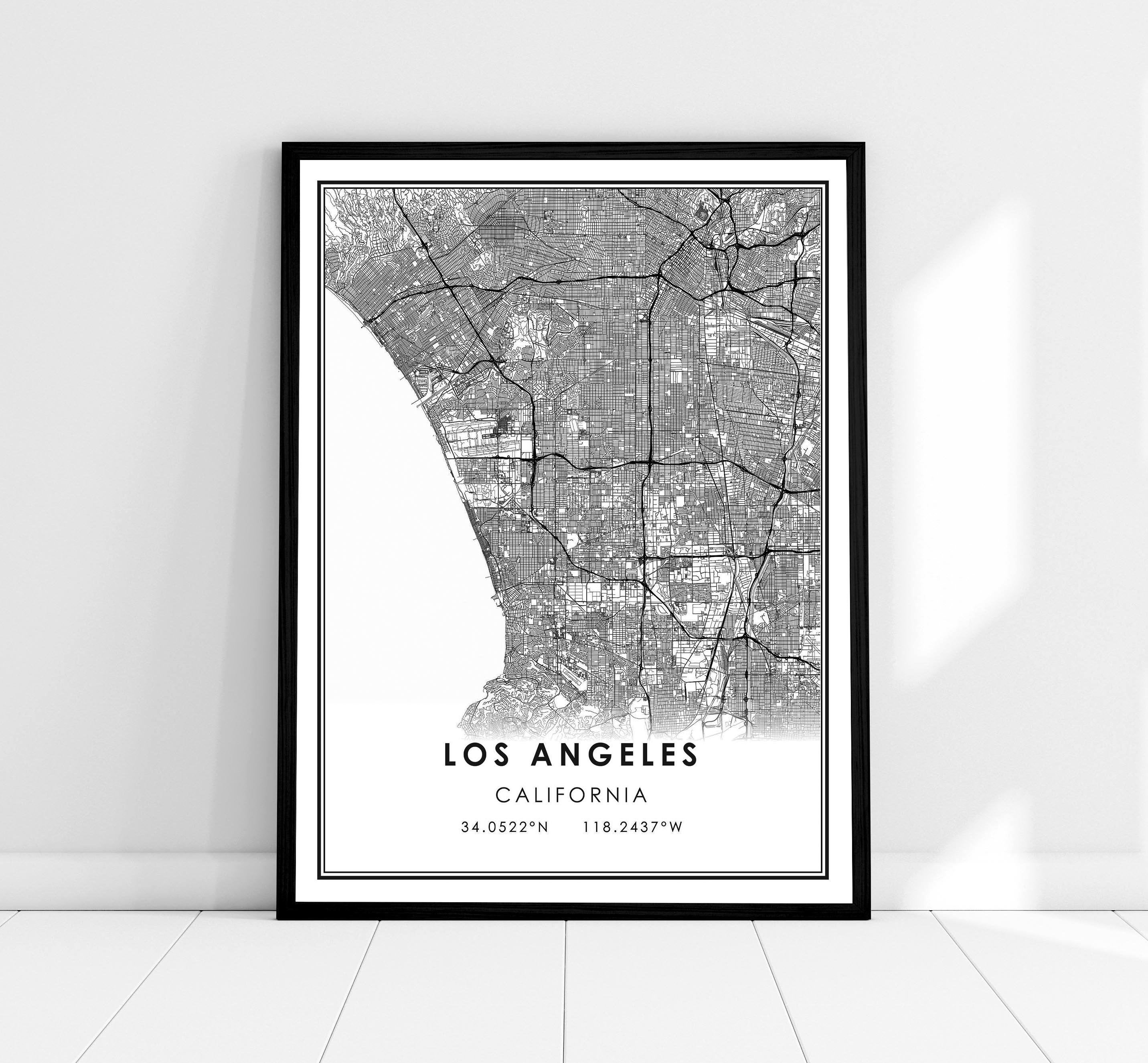 Los Angeles Map Print Poster Canvas California Map Print - Etsy