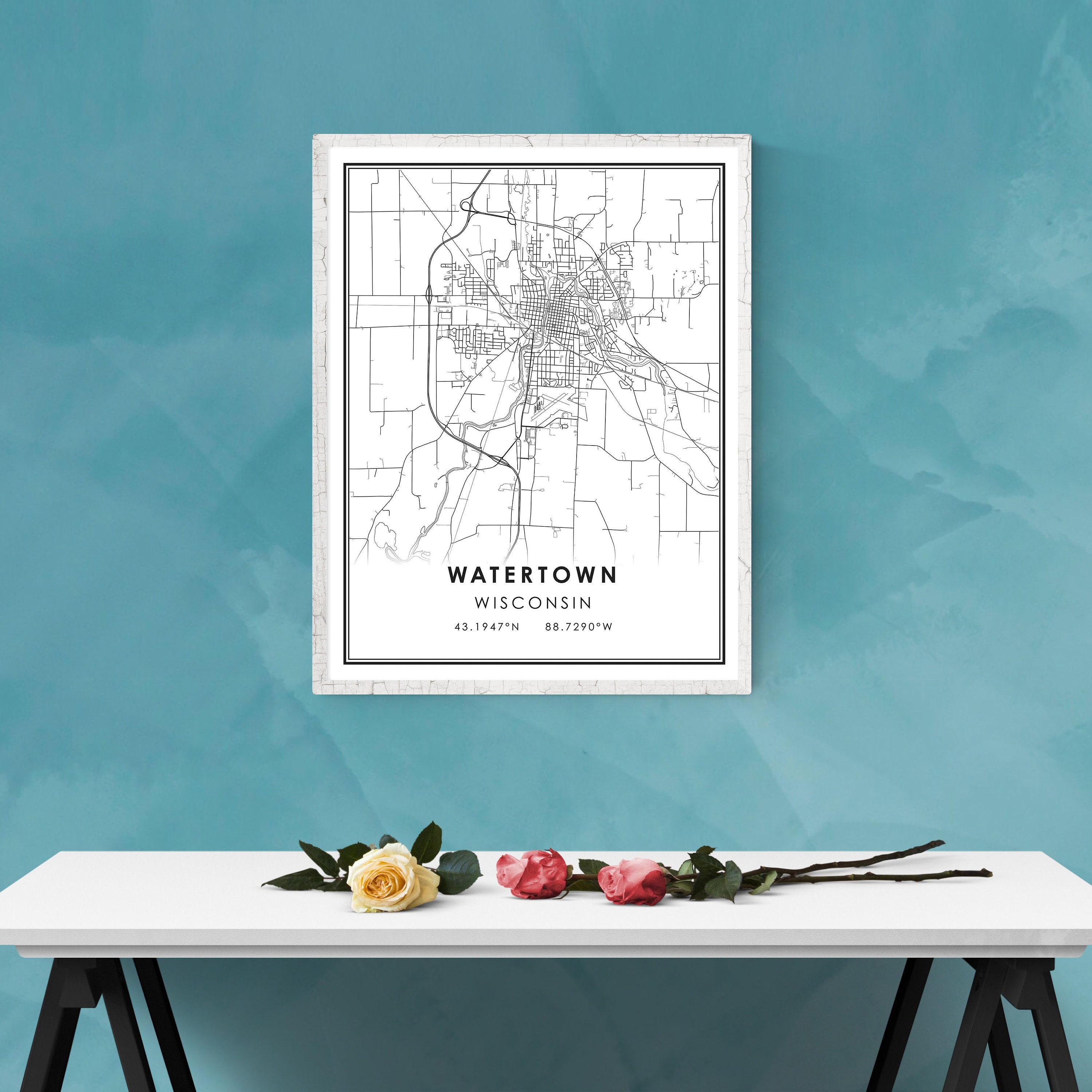 Watertown map print poster canvas Watertown Street map | Etsy