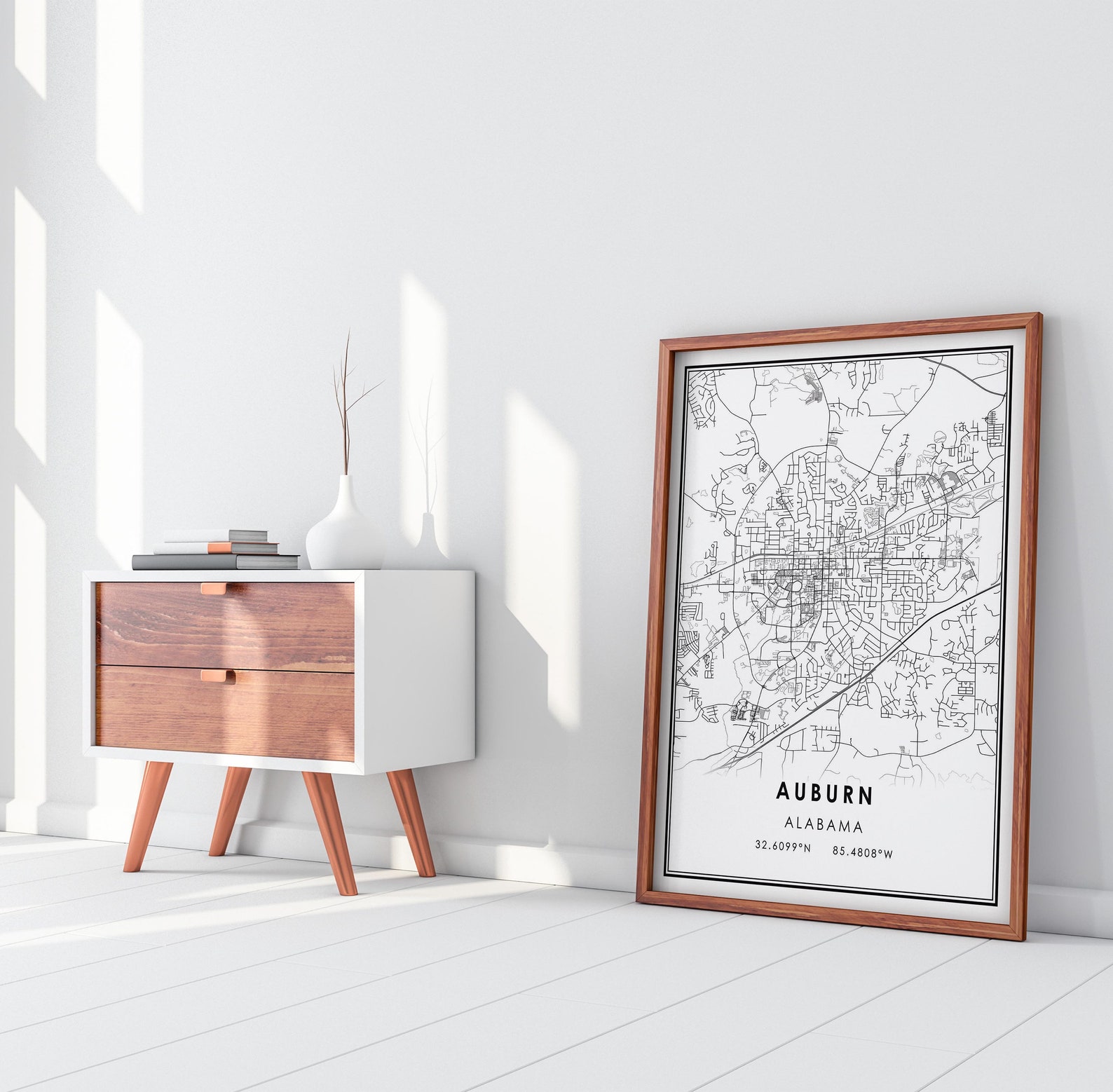 Auburn Map Print Poster Canvas | Alabama Map Print Poster Canvas ...