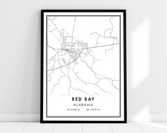 Red Bay Map Poster - Etsy