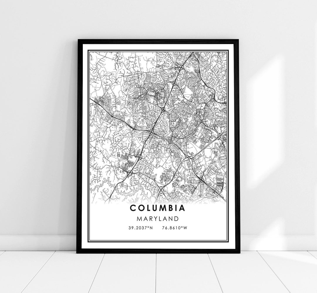Columbia Map Print Poster Canvas Maryland Map Print Poster Canvas ...