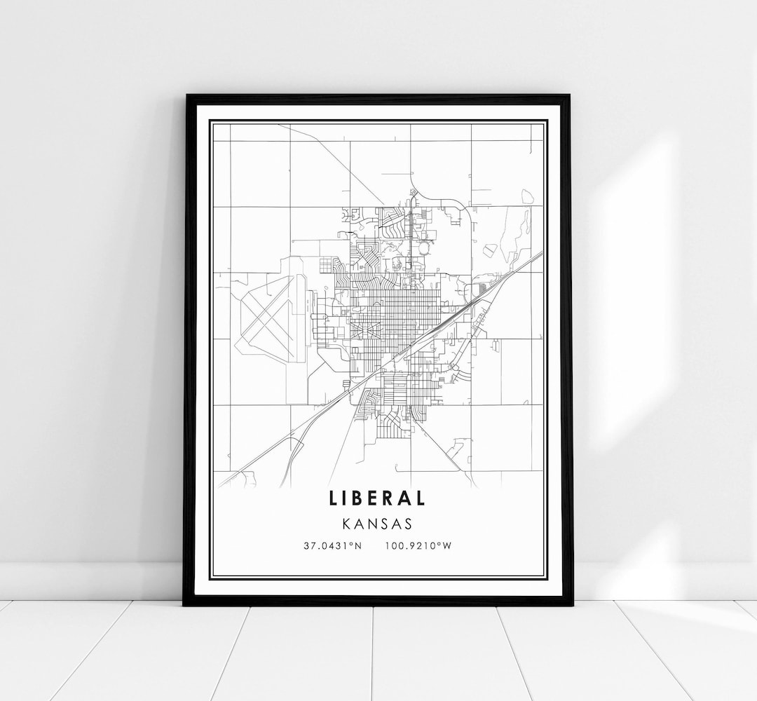 Liberal Kansas Map Print Poster Canvas | Liberal City Map Print Poster ...