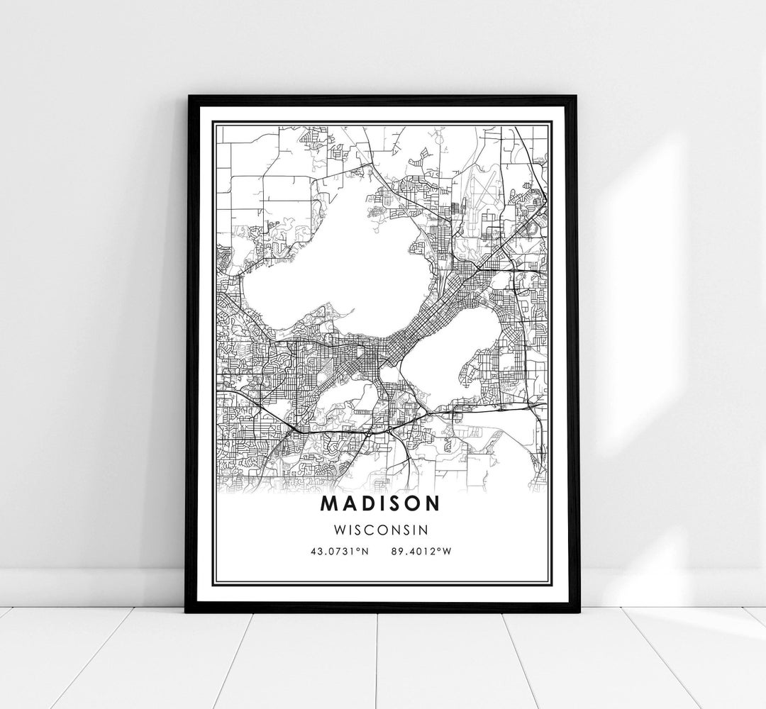 Madison Map Print Poster Canvas | Wisconsin Map Print Poster Canvas ...