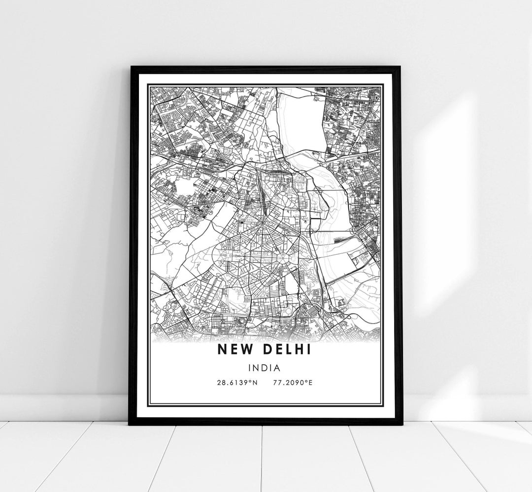 New Delhi Map Print Poster Canvas | India Map Print Poster Canvas | New ...