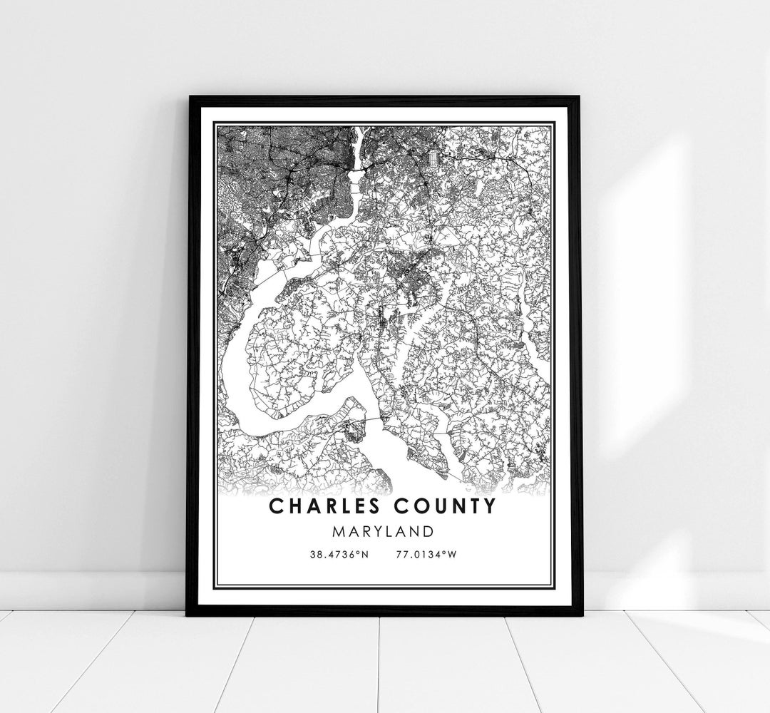 Charles County Map Print Poster Canvas | Maryland Map Print Poster ...