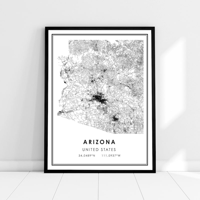 Arizona Map Poster - Etsy