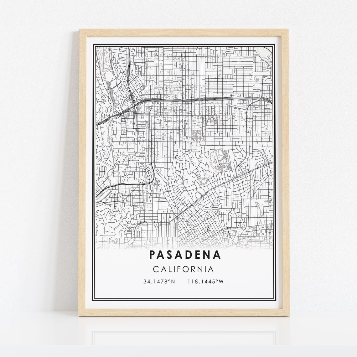 Pasadena Map Print Poster Canvas California Map Print Poster - Etsy