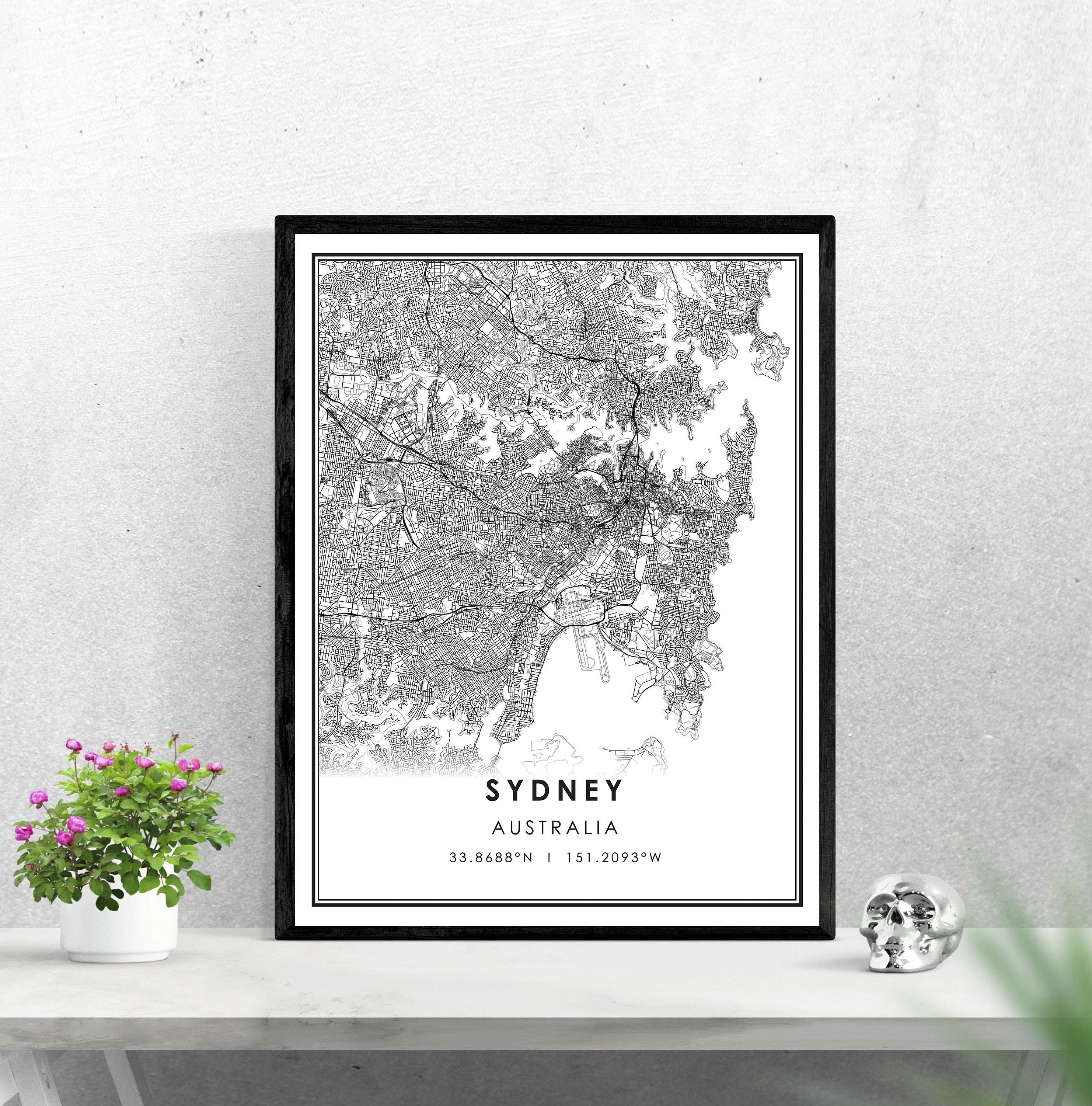 Sydney Map Print Poster Canvas Australia Map Print Poster | Etsy