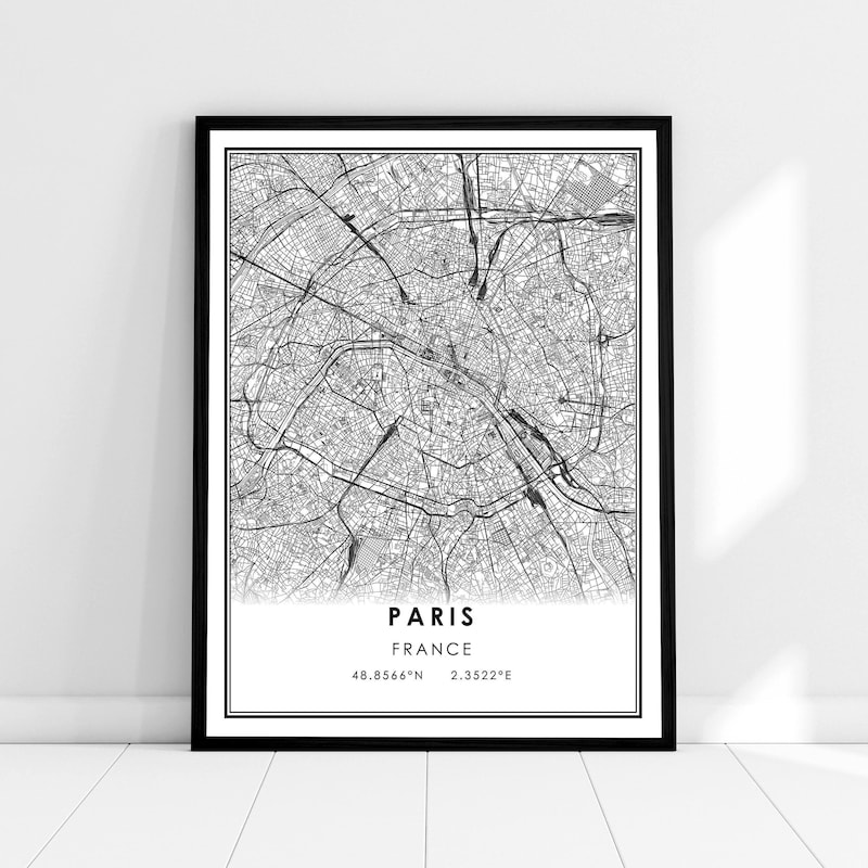 Paris Map Art - Etsy