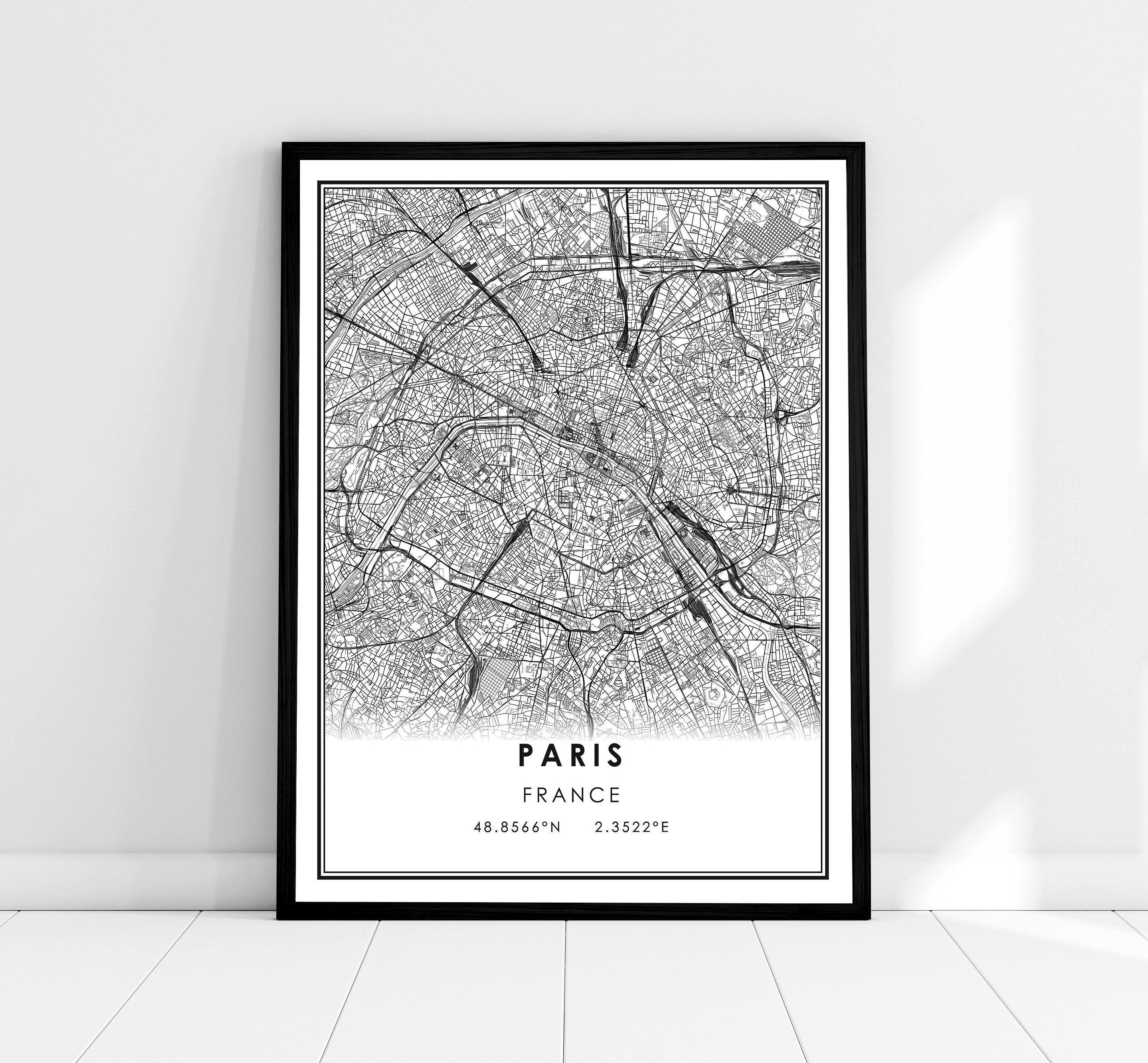 Paris Map Print Poster Canvas France Map Print Poster Canvas - Etsy