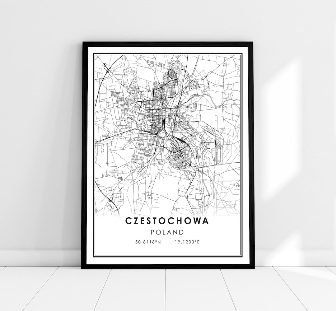 Czestochowa Map Print Poster Canvas Poland Map Print Poster Canvas ...