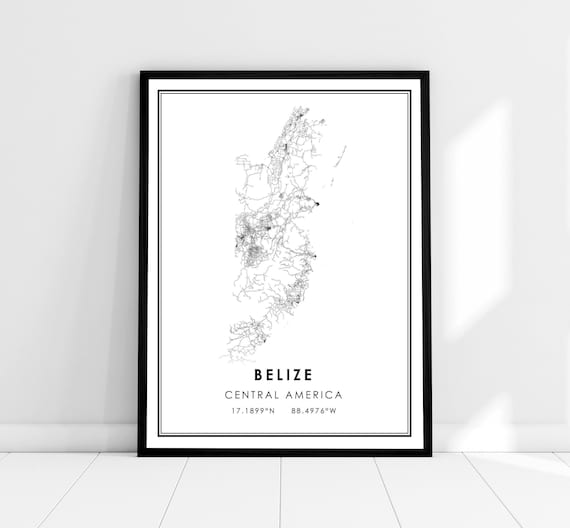 Belize Map Print Poster Canvas Belize Road Map Print Poster - Etsy