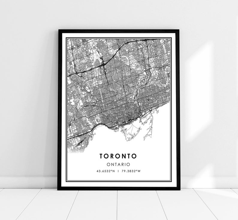 Toronto Map Print Poster Canvas Ontario Map Print Poster - Etsy Canada