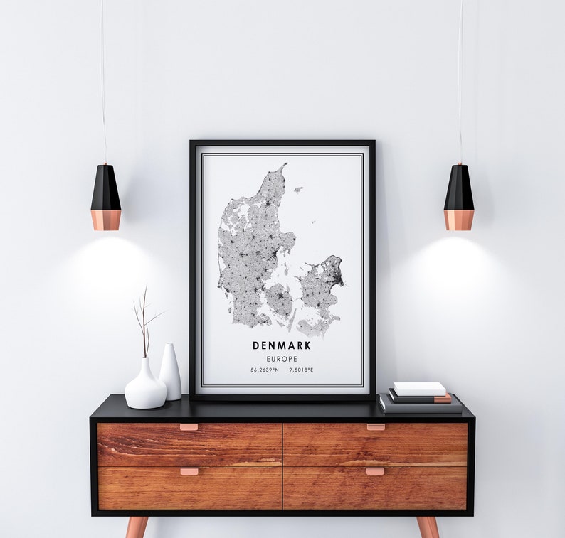 Denmark Country Map Print Poster Canvas Denmark Country Road - Etsy