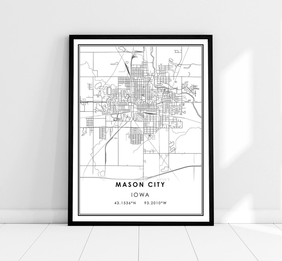 Mason City Map Print Poster Canvas | Iowa Map Print Poster Canvas ...