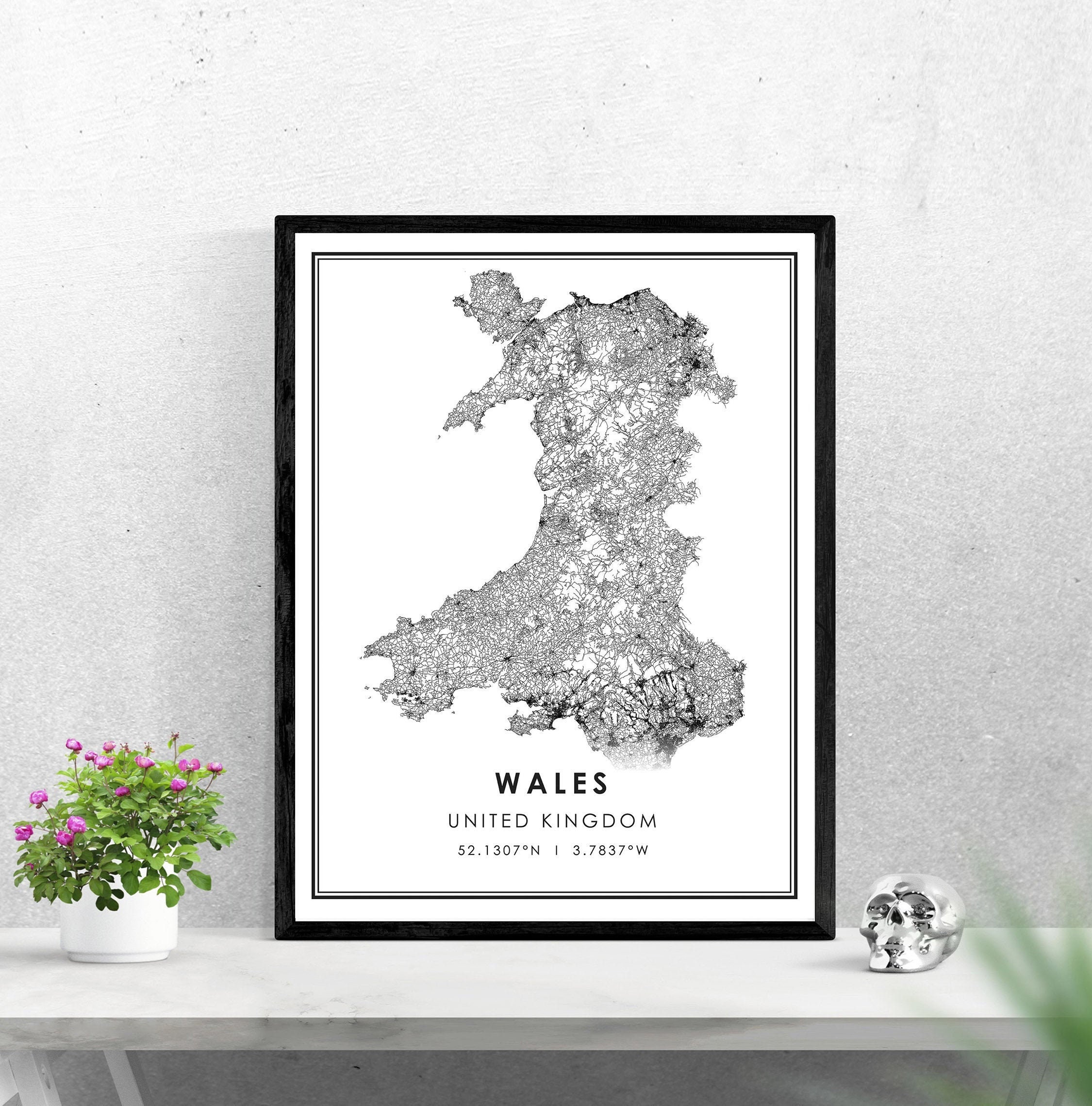 Wales country map print poster canvas Wales United Kingdom | Etsy