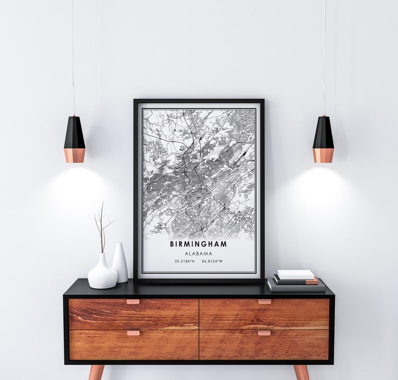 Birmingham Map Print Poster Canvas Alabama Map Print Poster - Etsy