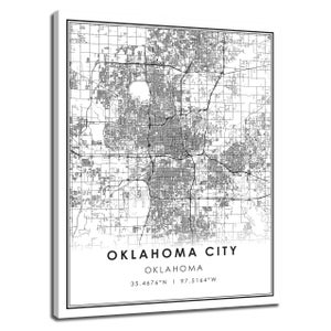 Oklahoma City map print poster canvas Oklahoma City city map | Etsy