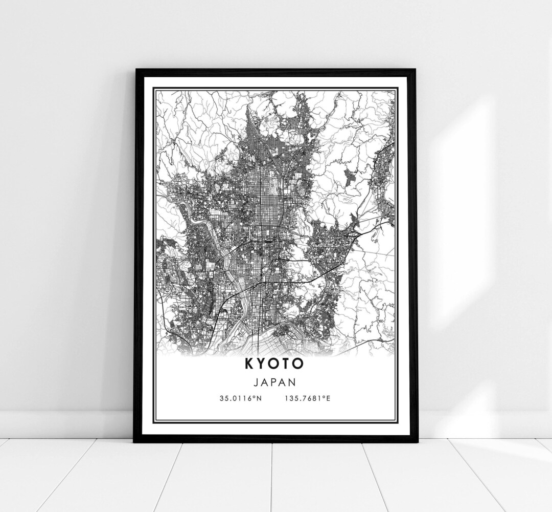 Kyoto Map Print Poster Canvas Japan Map Print Poster Canvas Kyoto Map ...
