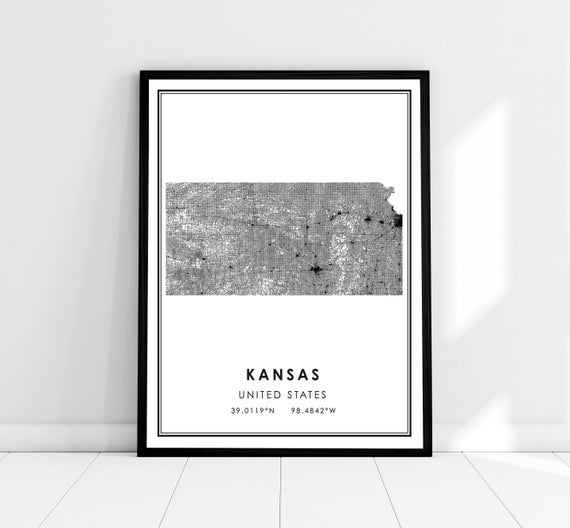 Kansas United States Map Print Poster Canvas Kansas United - Etsy