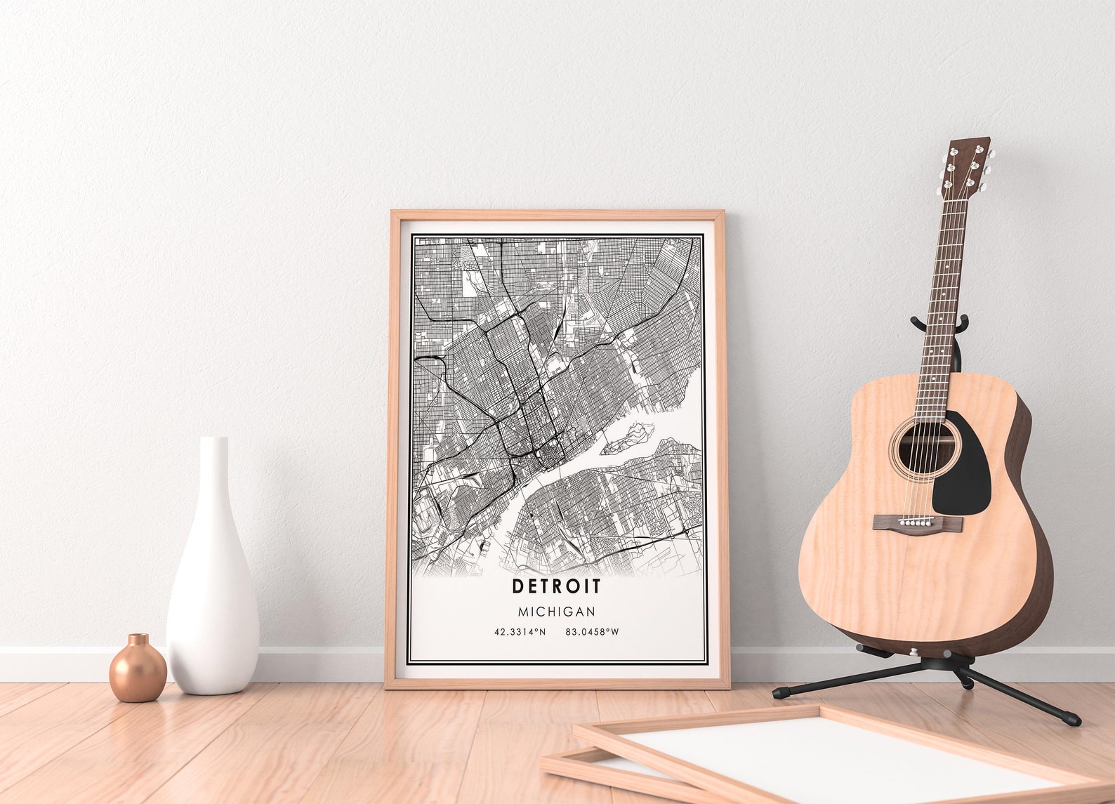 Detroit Map Print Poster Canvas Michigan Map Print Poster - Etsy