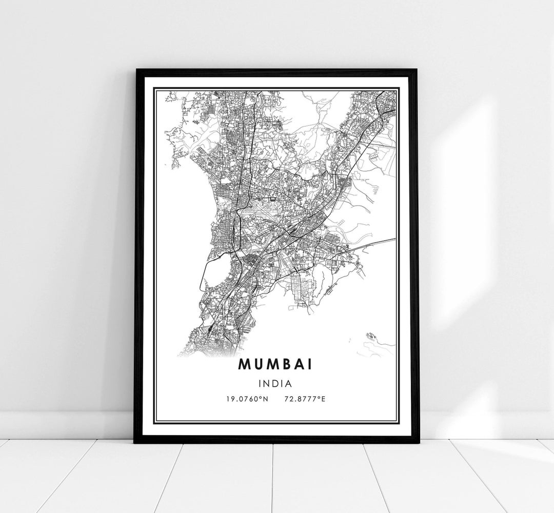 Mumbai Map Print Poster Canvas | India Map Print Poster Canvas | Mumbai ...