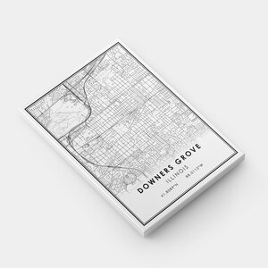Downers Grove Map Print Poster Canvas | Illinois Map Print Poster ...