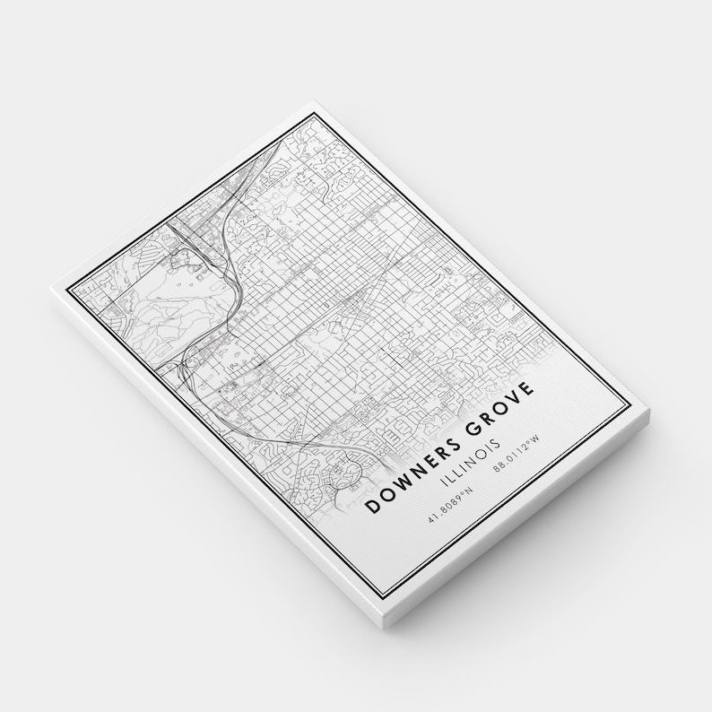 Downers Grove Map Print Poster Canvas | Illinois Map Print Poster ...