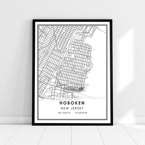 Hoboken Map Print Poster Canvas New Jersey Map Print Poster | Etsy