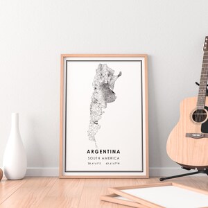 Argentina Country Map Print Poster Canvas | South America Country Road ...