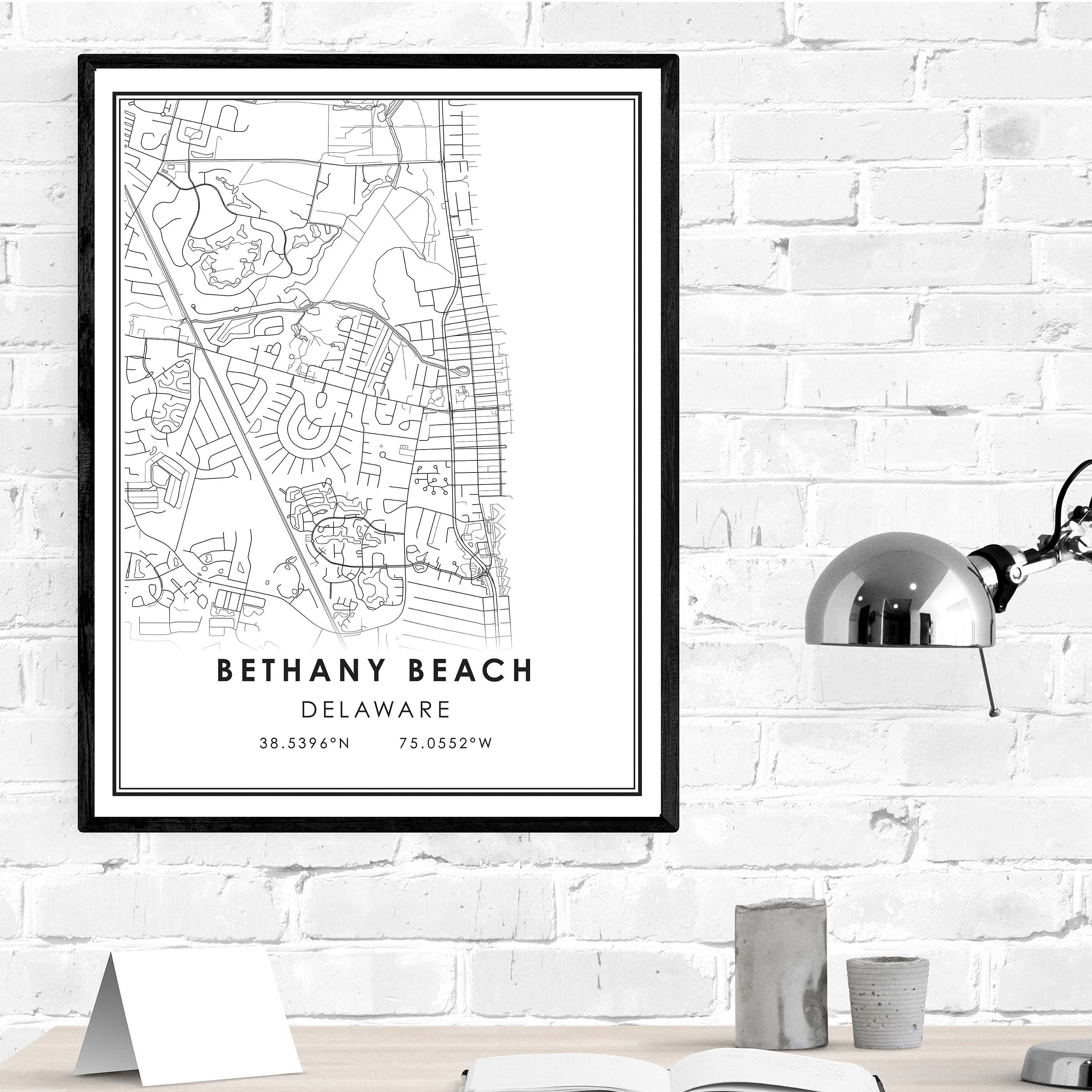 Bethany Beach map print poster canvas Bethany Beach Street | Etsy