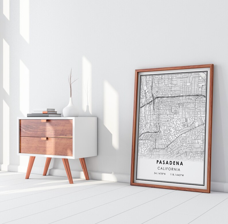 Pasadena Map Print Poster Canvas California Map Print Poster - Etsy