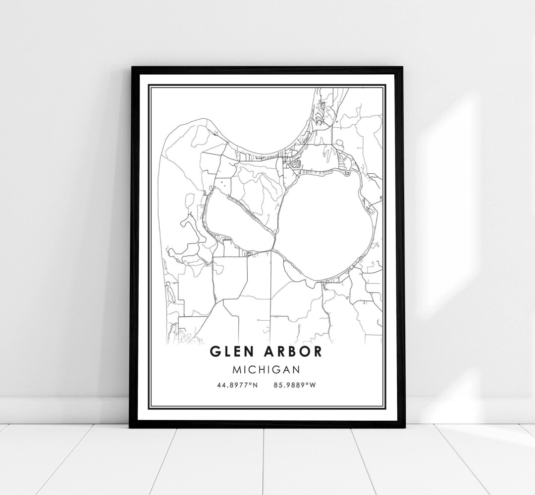Glen Arbor Map Print Poster Canvas | Michigan Map Print Poster Canvas ...