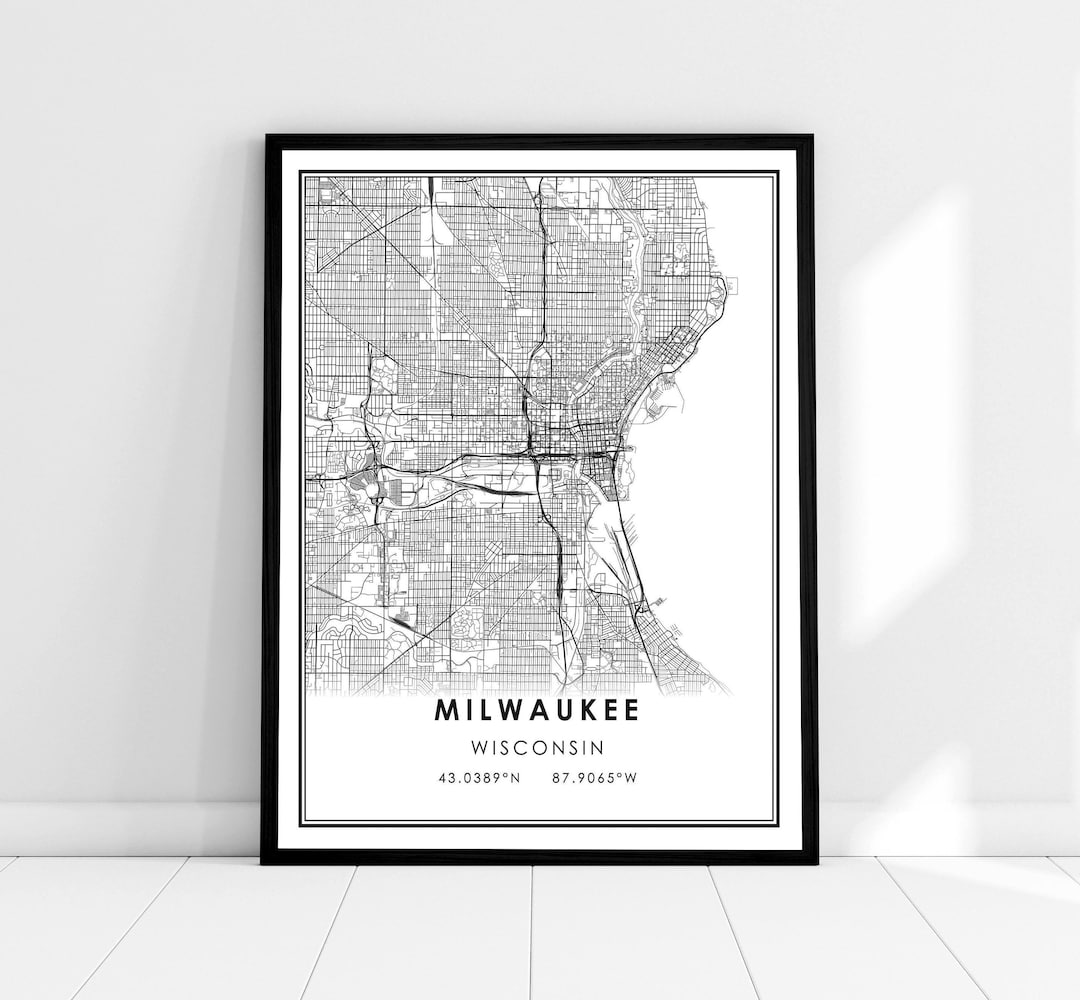 Milwaukee Map Print Poster Canvas | Wisconsin Map Print Poster Canvas ...