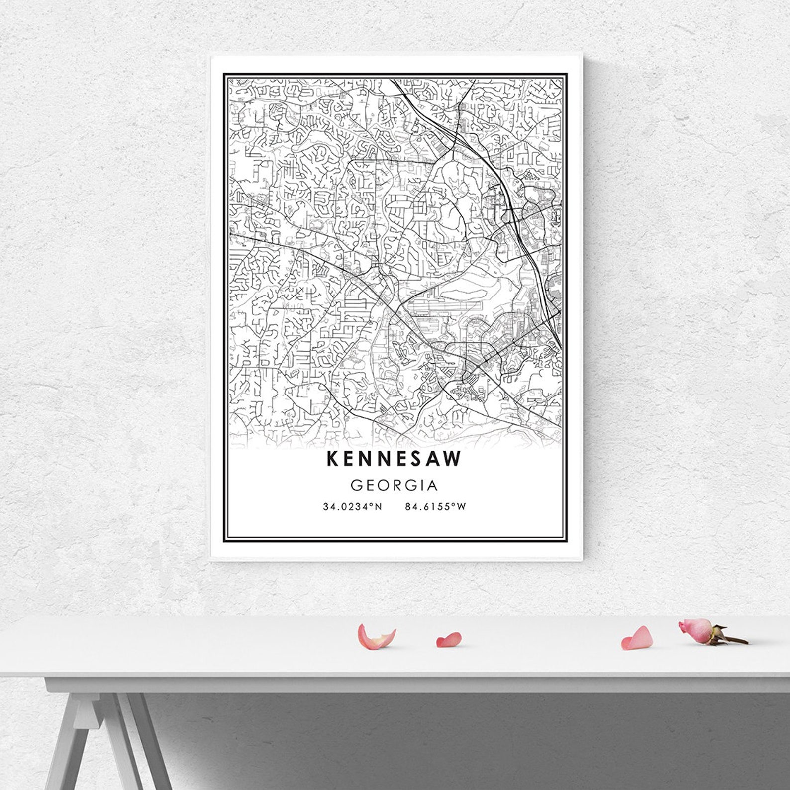 Kennesaw map print poster canvas Georgia map print poster | Etsy